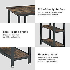 YOLEO Computer Desk with Shelves - 47.2" Student Study Desk for Home Office, Modern Sturdy Table Office Desk with 4 Tier Storage Shelves for Small Spaces, Rustic Brown