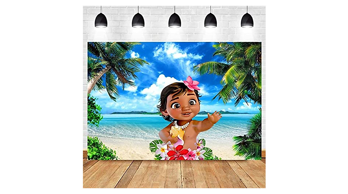 Baby Moana Photo Backdrop for 1st Birthday & Tropical Events