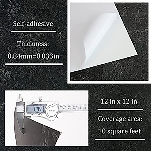 Peel and Stick Floor Tile Black Marble Vinyl Flooring Coverings Kitchen Bedroom Ground House Renovation Vinyl Tile Easy to Apply 10 Pieces/Pack