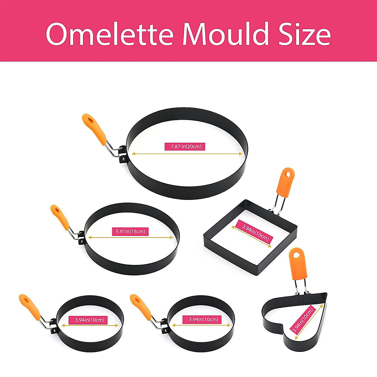 6 Packs Egg Ring, Egg Rings For Frying Eggs, There Are Circles, Squares, And Hearts Egg Circles For Frying Eggs, Egg Molds That Can Be Used For Breakfast Sandwiches