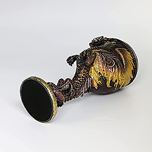alikiki Medieval Flame Dragon Wine Goblet - Fantasy dungeons and dragons Wine Chalice - 7oz Stainless Steel Cup Drinking Vessel -Ideal Novelty Gothic Father Day Gift Party Idea