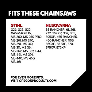 Oregon D72 Full Chisel Chainsaw Chain, 20-Inch, 3/8" Pitch, .050" Gauge, 72 Drive Links, low-kickback chain,Gray