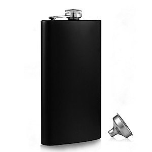 GENNISSY 12oz Whiskey Flasks for Liquor for Men, 304 18/11 Stainless Steel Leakproof with Funnel, with Never-Lose Metal Cap, Hip Flask Gift Sets for Groomsmen, Camping Pocket Metal Flask