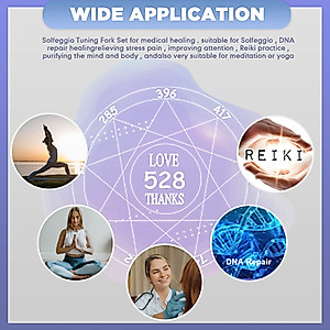 TENFLY Solfeggio Tuning Fork Set - 9 Tuning Forks Perfect for DNA Healing, Chakra, Sound Therapy, Keep Body, Mind and Spirit in Perfect Harmony.(174 Hz, 285 Hz, 396 Hz, 417 Hz, 528 Hz, 639 Hz etc)