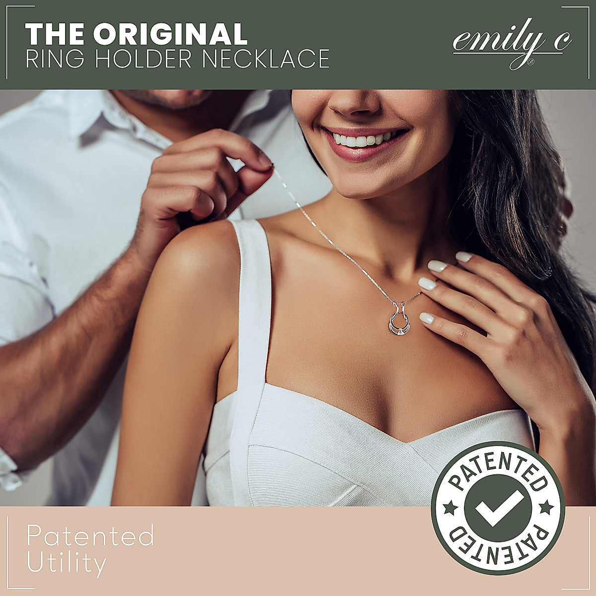 Emily C Ring Holder Necklace - Stainless Steel Ring Keeper Necklaces - Women & Men Wedding Ring Holder Necklace - Cute Necklace Jewelry for Women, Wife, Nurse, Doctor - Drop Ring Necklace Holder