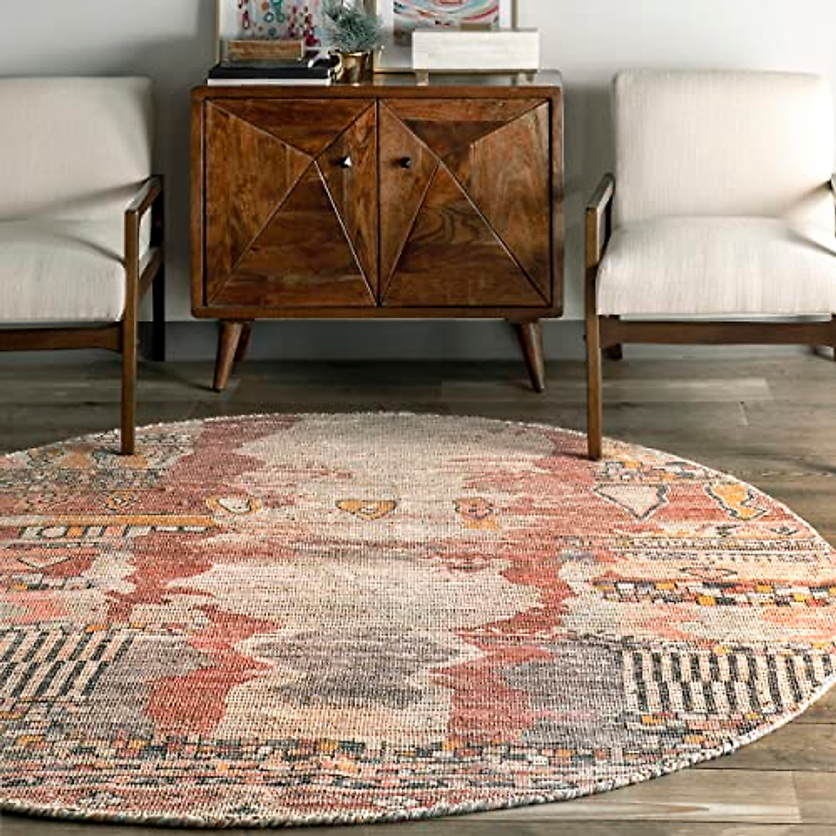 nuLOOM Hermina Flatweave Tribal Jute Area Rug, 6' Round, Multi