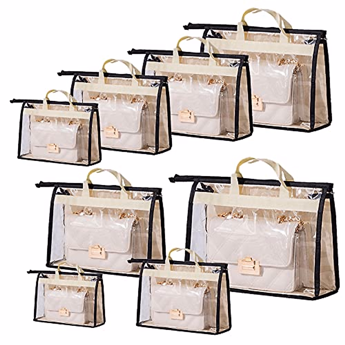 SZXFMY 8 Pack Handbag Storage Organizer Dust Bags Transparent Hanging Purse Organizer Wallet Storage Bag for Hanging Closet with Handle and Zipper Handbag