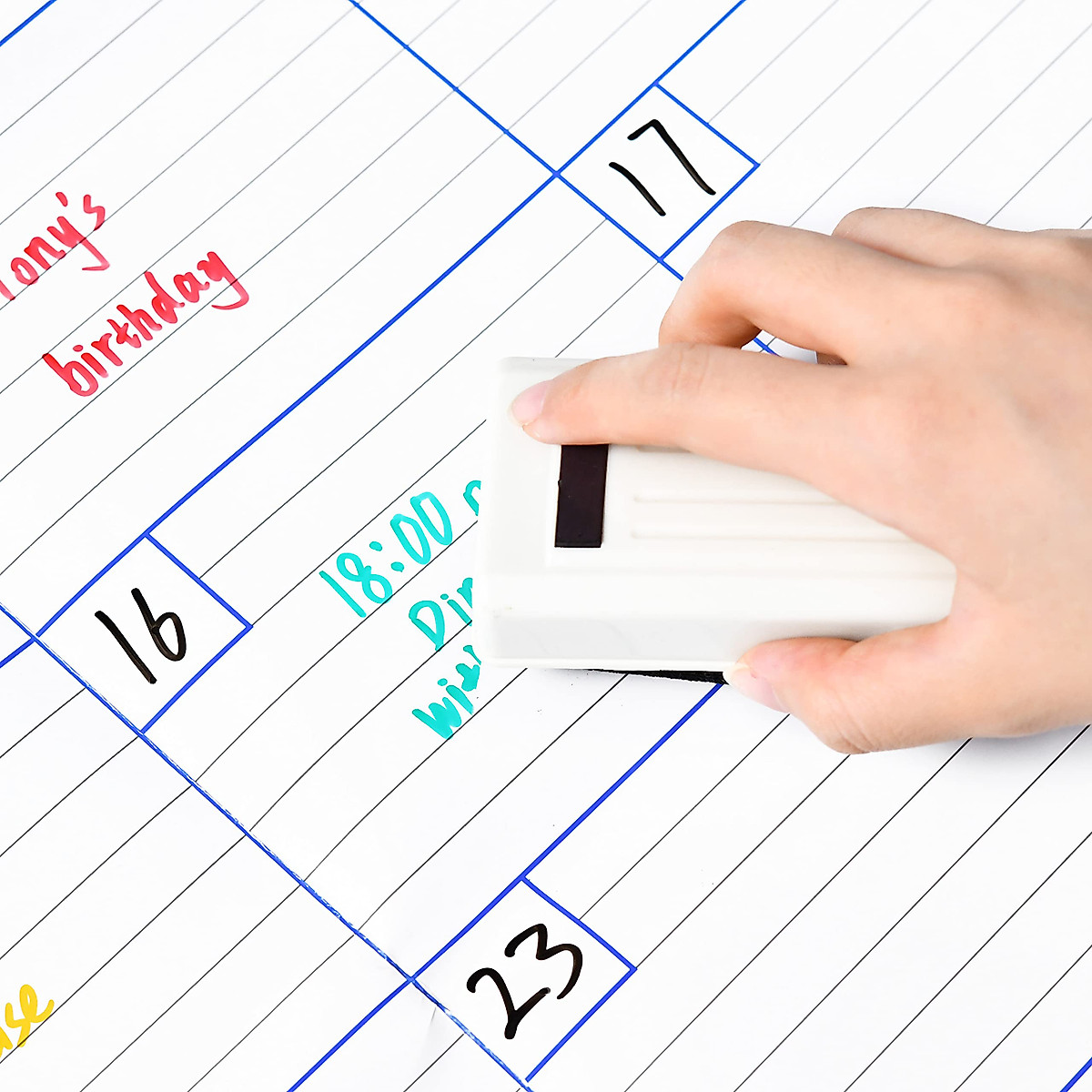 Large Dry Erase Calendar - 27.8"x 40", Undated Monthly Wall Calendar Laminated, Blank Reusable Calendar Planner for Home, Office, Classroom, with Ample Daily Boxes, Notes, 6 Markers ＆ 8 Stickers