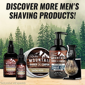 Shaving Cream for Men with Sandalwood Essential Oil - Thick Lather for Traditional and Cartridge Shaving - by Rocky Mountain Barber Company – 5oz Tin