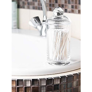 Barski Glass Swab Dispenser - Jar with Cover - Holder - Storage - Canister - for Cotton Tipped Swabs - Q-Tips - for Bathroom - 2.75" D - 5.75" Height (Without Cover is 3.9" H) Made in Europe