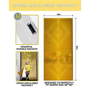 ZOE GARDEN Geometry Magnetic Screen Door for Sliding/Single/French Doors, Self Sealing Magnets Patio Door Screen Heavy Duty Mesh Curtain, Modern Minimalist Abstract Lattice