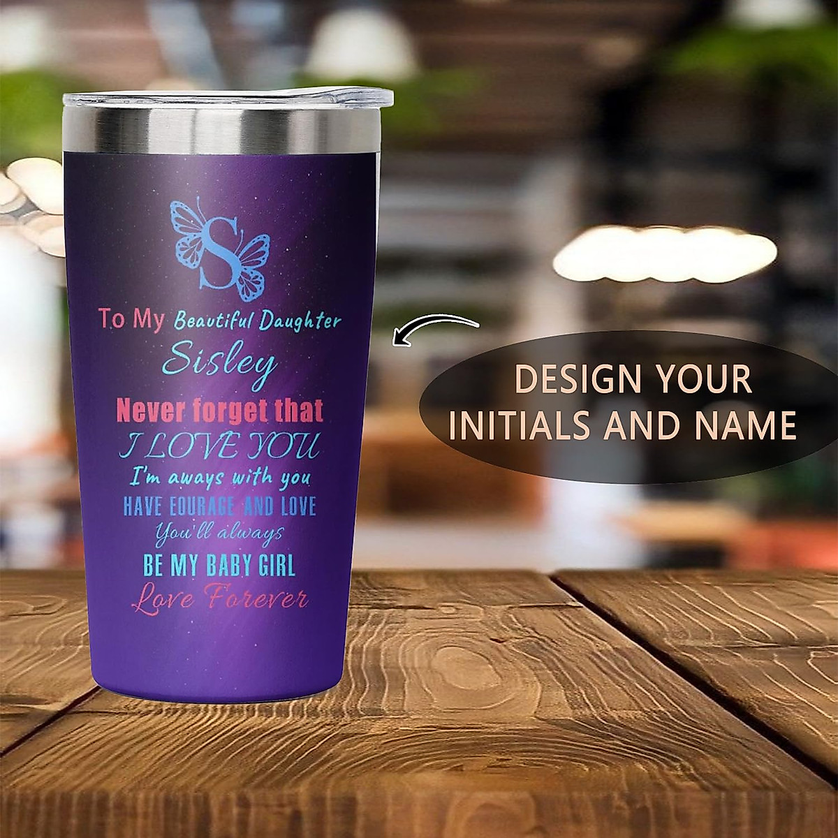 Gifts for Daugher from Father Mom Personalized Tumbler for Christmas Birthday Custom Insulated Stainless Steel Tumblers