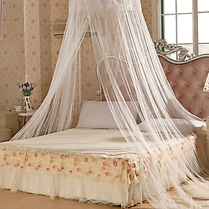 loinhgeo-Bed Mosquito Net for Holiday Indoor Elegent Lace House Bedding Decor Sweet Round Bed Canopy Dome Mosquito Net - Pink