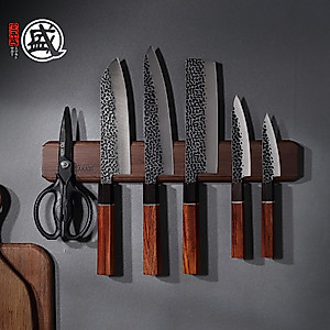 MITSUMOTO SAKARI Japanese 20" Magnetic Knife Strips, Knife Magnetic Strip for Kitchen Knives & Tools, Acacia Wood Magnetic Knife Holder for Wall