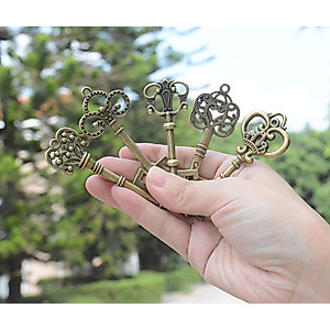 50 Pcs Bronze Skeleton Key Beer Bottle Opener With 100 Pcs Thank You Card and 98 Feet Hemp Rope for Wedding Party Favors (50pcs Bronze)