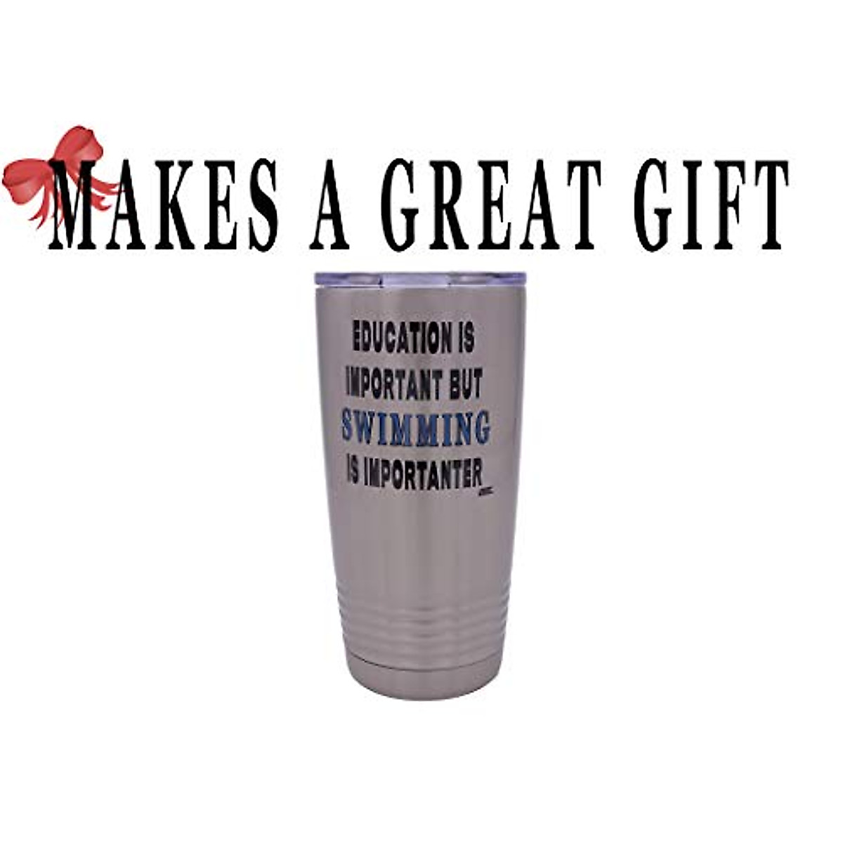 Rogue River Tactical Funny Swimming 20 Oz. Travel Tumbler Mug Cup w/Lid Education Important Swim Gift Idea