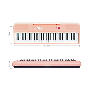 The ONE Smart Keyboard COLOR 61 Lighted Keys Piano Keyboard, Digital Piano for Beginners with 256 Tones, 64 Polyphony, Built-in LED Lights and Free Apps (Pink)
