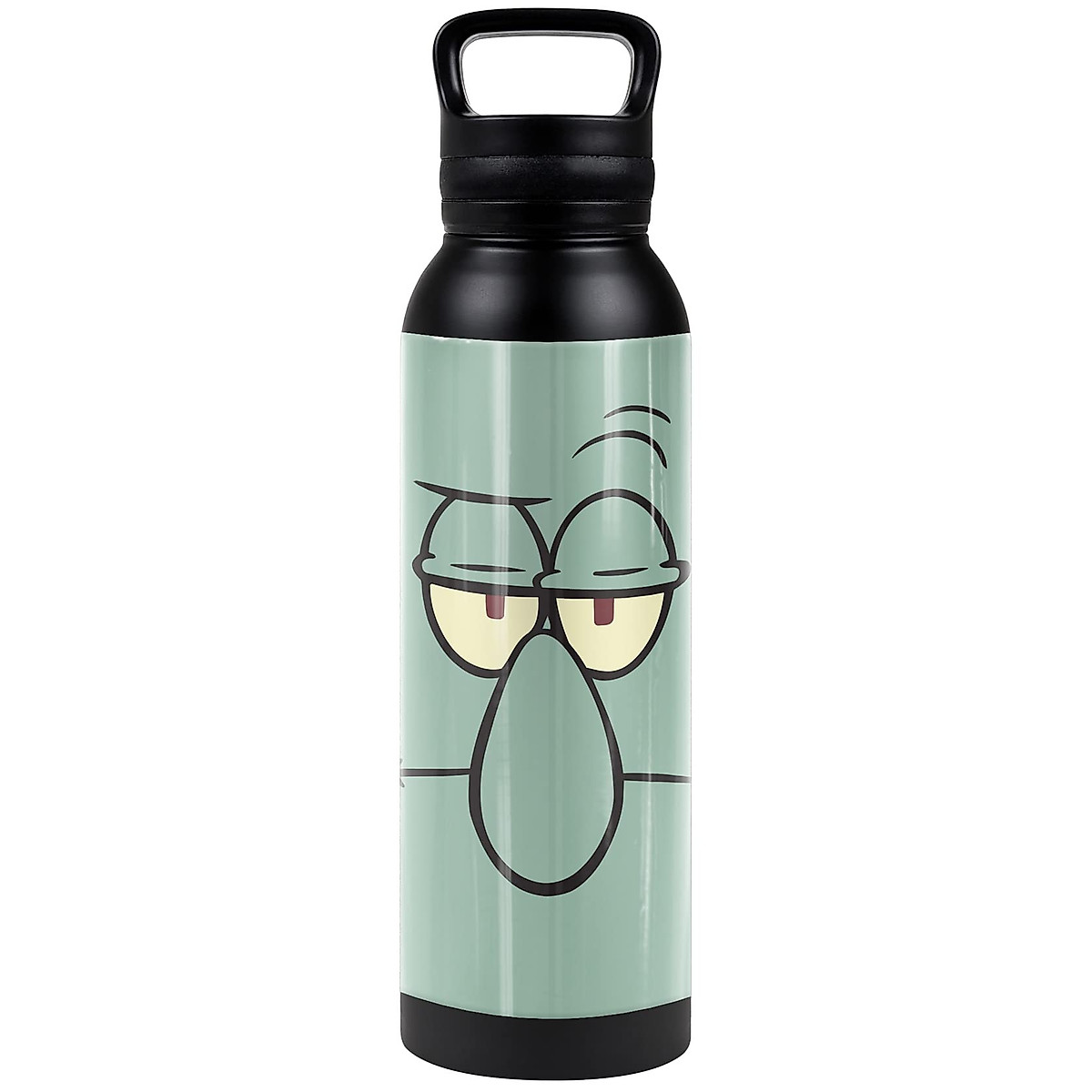 Spongebob OFFICIAL Squidward Angry Face 24 oz Insulated Canteen Water Bottle, Leak Resistant, Vacuum Insulated Stainless Steel with Loop Cap