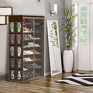 Simple Houseware 8 Tiers Shoe Rack with Cover, Bronze