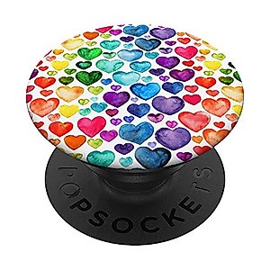 LGBTQ Rainbow Hearts Gay Pride Flag Gay Lesbian Proud PopSockets Swappable PopGrip