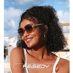 FEISEDY Polarized Women Square Sunglasses Sparkling Composite Shiny Frame B2289