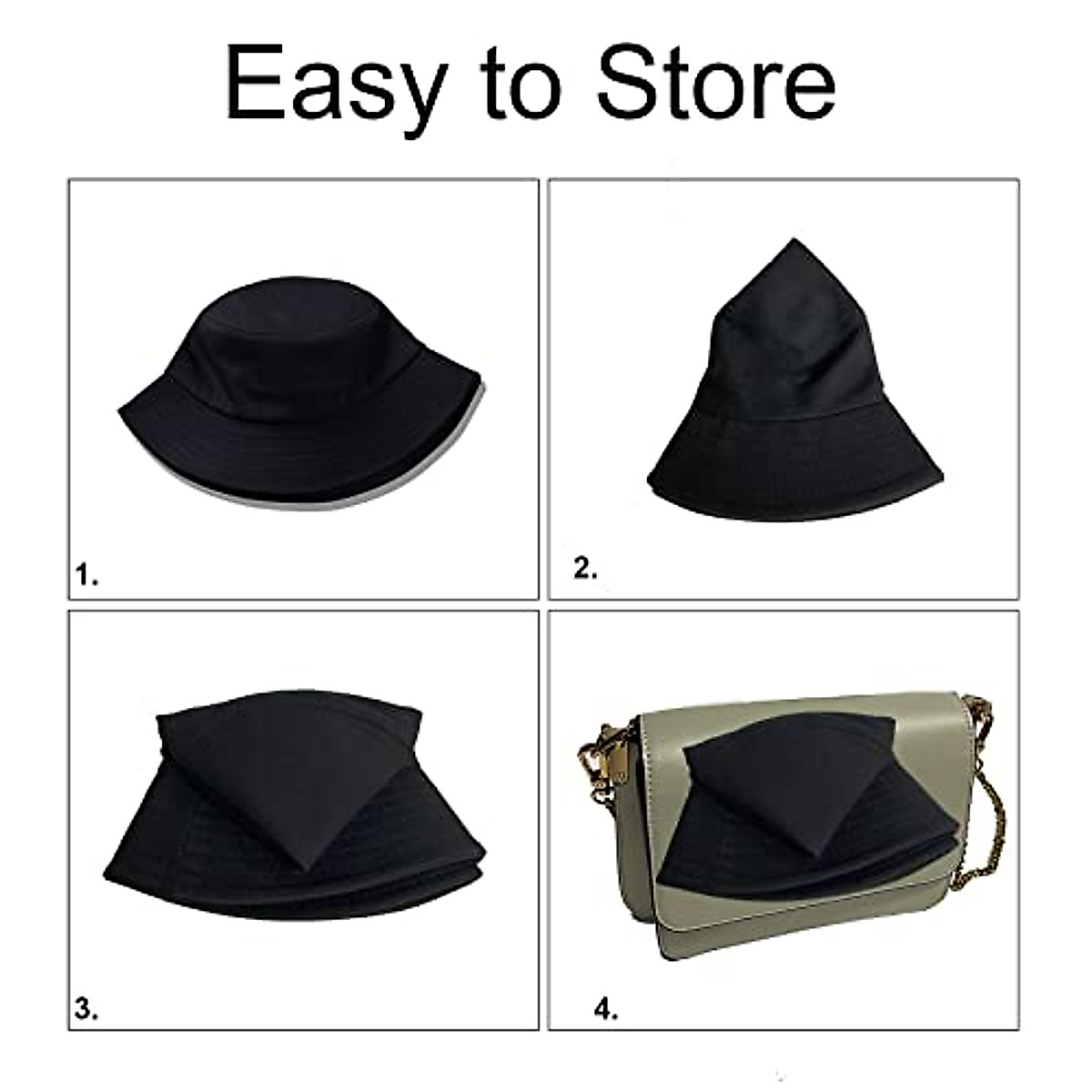NPJY Bucket Hat for Women Men Cotton Summer Sun Beach Fishing Cap Black