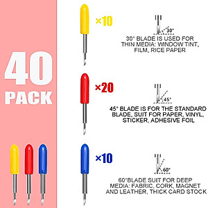 THANMAO 40 Pcs Replacement Blades Compatible with Explore Air 2/Air 3 /Maker/Maker 3 Cutting Machines - includ 10PCS Fine-Point Blades, 20PCS Standard Blaeds and 10PCS Deep Cutting Blades