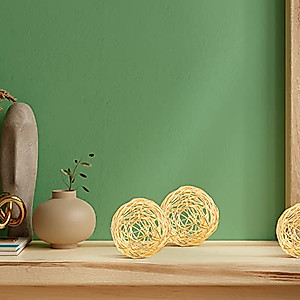 Alpha Living Home Gold Metal Band Decorative Dining Ball Set of 3 - Geometric Sculptures, Metal Sphere Decorative Ball, Decorative Balls for Centerpiece Bowls, Orbs Decorative Balls - 4.5 Inches