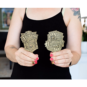 Harry Potter Gold Hogwarts Houses Wall Hooks Storage Rack Organizer, Set of 4 | Freestanding Hat And Coat Rack Wall Mount, Home Decor Room Essentials | Official Wizarding World Gifts And Collectibles