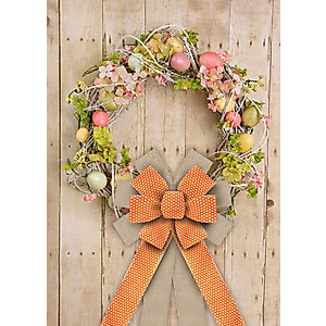 Dots Ribbons for Wreath Bows Wrapping Gifts, Polka-Dots Orange Ribbons for Decoration DIY Crafts, 2.48" X 10 Yards Spring Wired Edge Burlap Ribbon