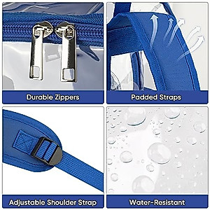 BALEINE Clear Backpack for Girls, Clear Backpacks for School, Heave Duty PVC Clear Bags Clear bookbag (Blue)