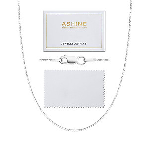ASHINE Silver Chain Necklace for Women Sterling Silver Necklace Extender (1mm Box Chain Lobster Clasp 20 Inches)