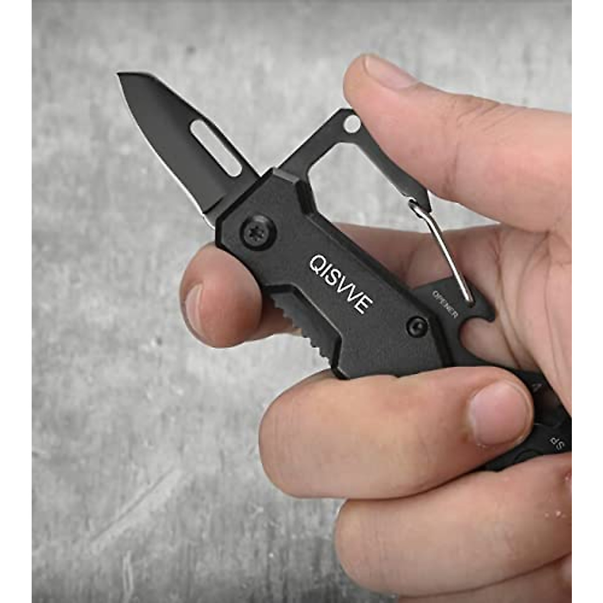 QISVVE Carabiner Key Ring Clip, Car Keychain Clip, Bottle Opener EDC Key Chain for Men and Women Black