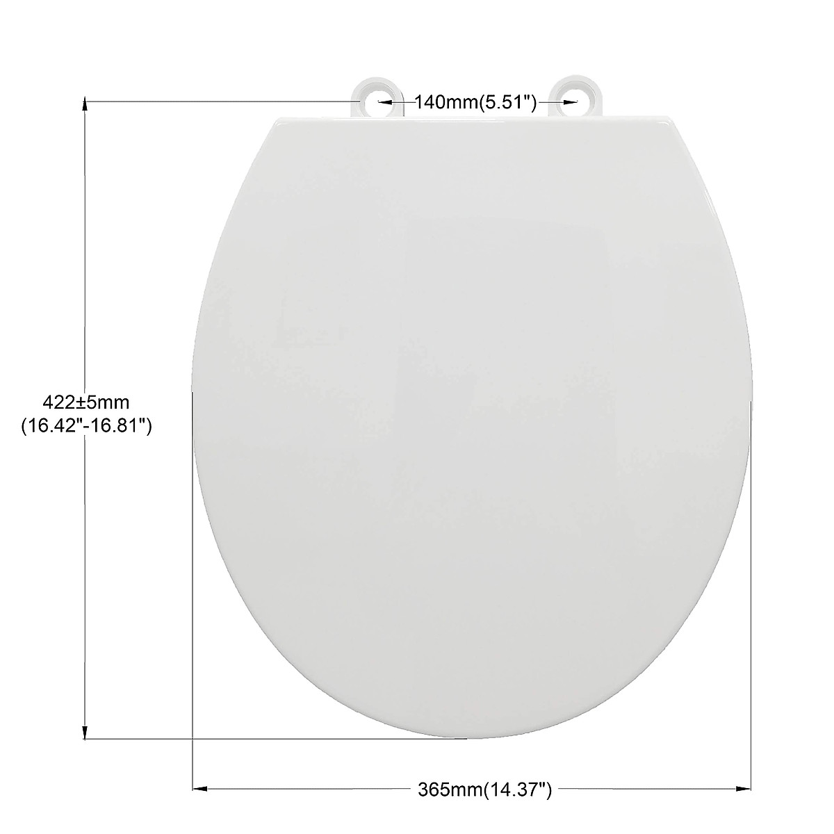 CYRRET Toilet Seat Round with Lid, Slow Close, Easy to Install and Clean, Durable Plastic, White, Replacement Toilet Seats, Fits Standard Round Toilets Bowl