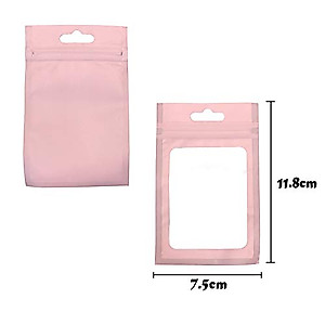 Auhafaly 200 Pieces Mylar Zip Lock Aluminum Foil Bags, Flat Metallic Mylar Foil Flat ZipLock Food Storage Bags Pouch 3 x 4.7 Inch (Pink)