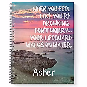 Gotcha Covered Notebooks Lifeguard Personalized Religious Notebook/Journal, Laminated Soft Cover, 120 pages of your selected paper, lay flat wire-o spiral. Size: 8.5” x 11”. Made in the USA