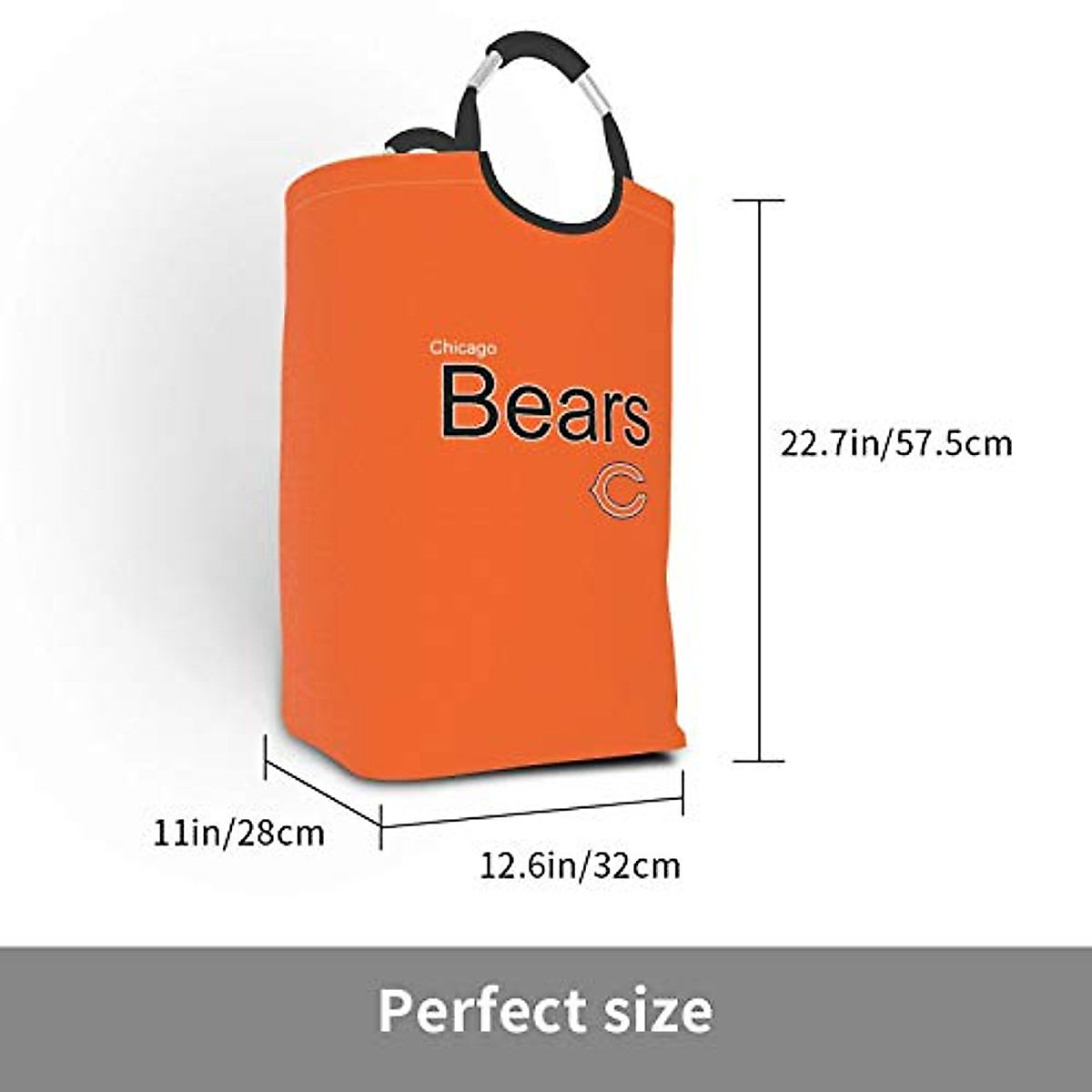 Chicago Bears Laundry Baskets,Portable Durable Clothes Storage Baskets for Office Bedroom Clothes Toys Gift Basket,Square 12.6×22.7inch