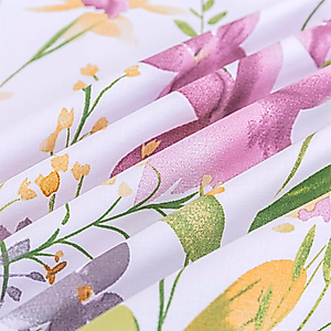 RYNGHIPY Cotton Floral Bed Sheet Set Full Size Botanical Flowers Print Girls Bedding Shabby Garden Floral Bed Sheets