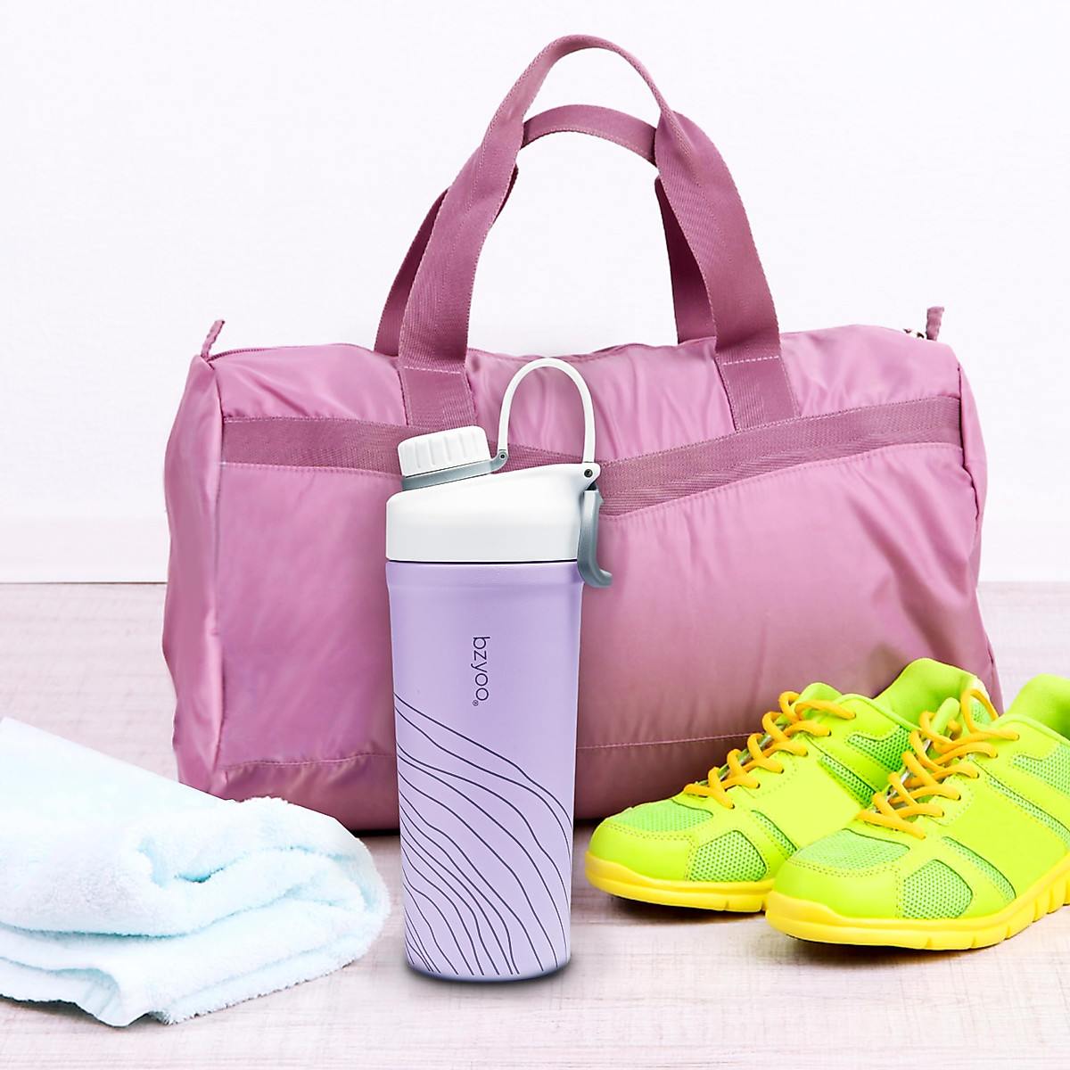 bzyoo 26oz Double-Walled Stainless Steel Insulated Tumbler with Straw Leak Proof Ideal for Smoothies, Ice Tea or Coffee Includes Mixer Ball BPA Free - Organica Purple