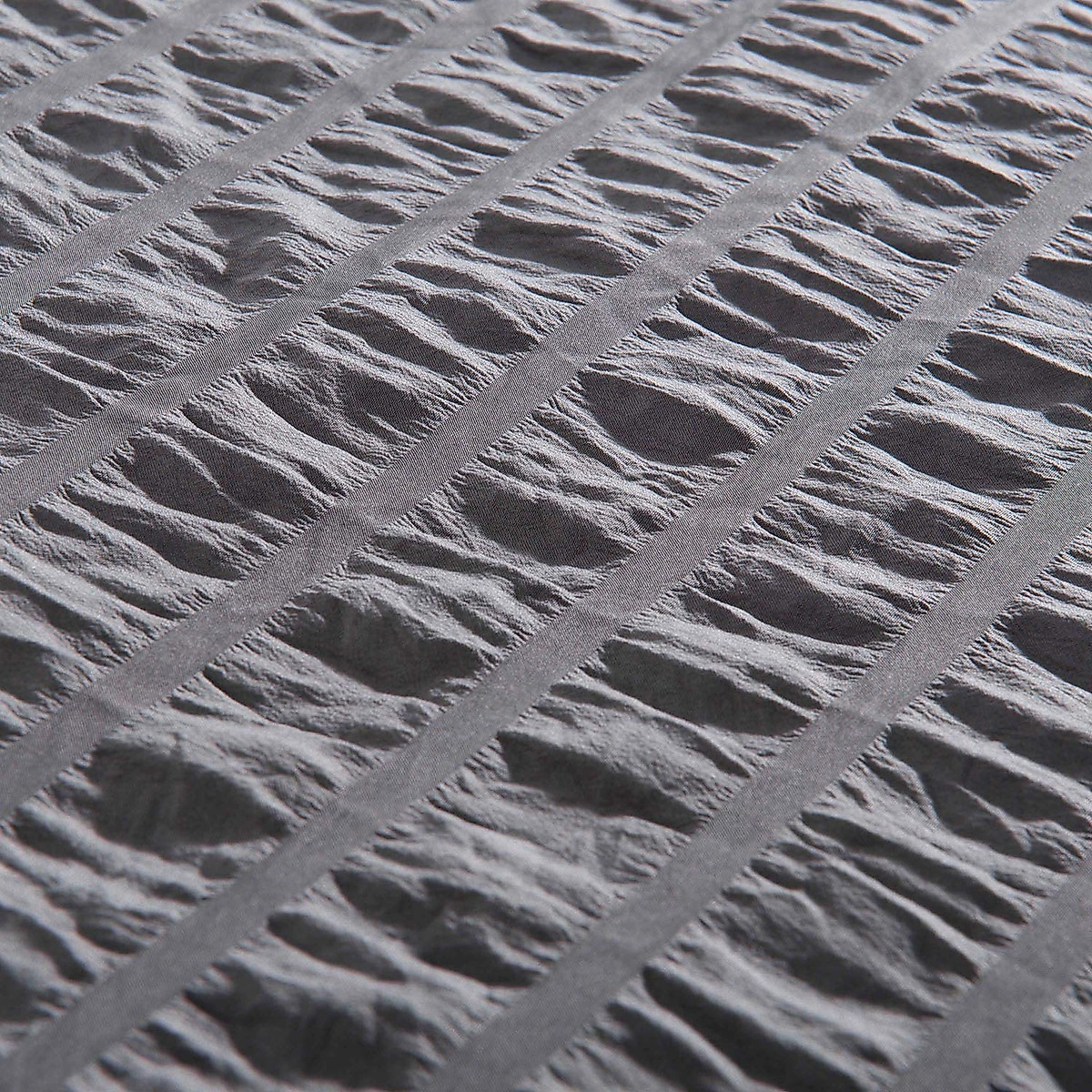 Cozyholy Seersucker Duvet Cover Set Queen Size 3 Pieces Dark Grey Textured Bedding Duvet Cover Ultra Soft Lightweight Microfiber Comforter Cover Set with Zipper Closure Corner Ties