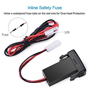 Cllena Quick Charge 3.0 Dual USB Port Charger Socket for Toyota