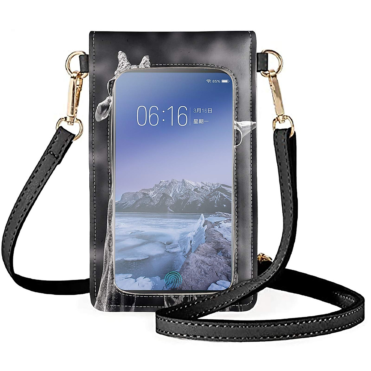 Aoopistc Brown Leopard Cheetah Cell Phone Pouch,Portable Leather Small Phone Bag with Shoulder Strap,Touchscreen Purse Best Gifts