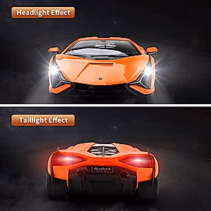 ZMZ Lamborghini Remote Control Car,1:14 Scale Lamborghini SIAN Toy Car Officially Licensed Fast Rc Cars with Open Door Led Light 2.4Ghz Model Car for Adults Boys Girls Birthday Ideas Gift(Orange)