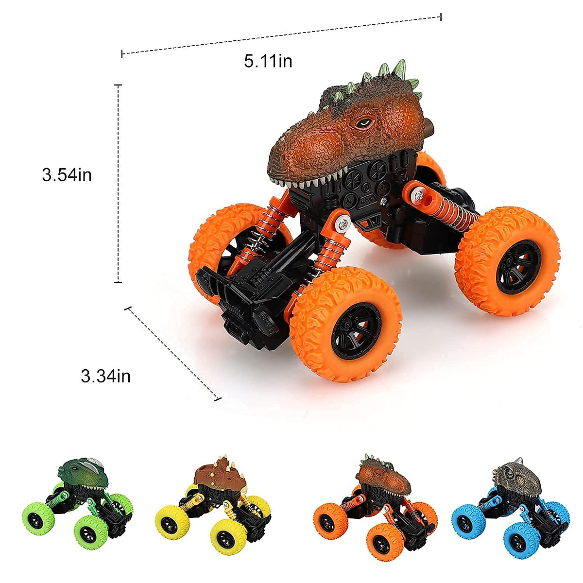 STEAM Life Dinosaur Cars Truck 4 Pack Dinosaur Pull Back Car for Toddlers Dinosaur Toys for Kids 3-5 Dinosaur Monster Truck Toys Dino Toy Set Christmas Birthday Gifts for 3 4 5 6 8 Year Old