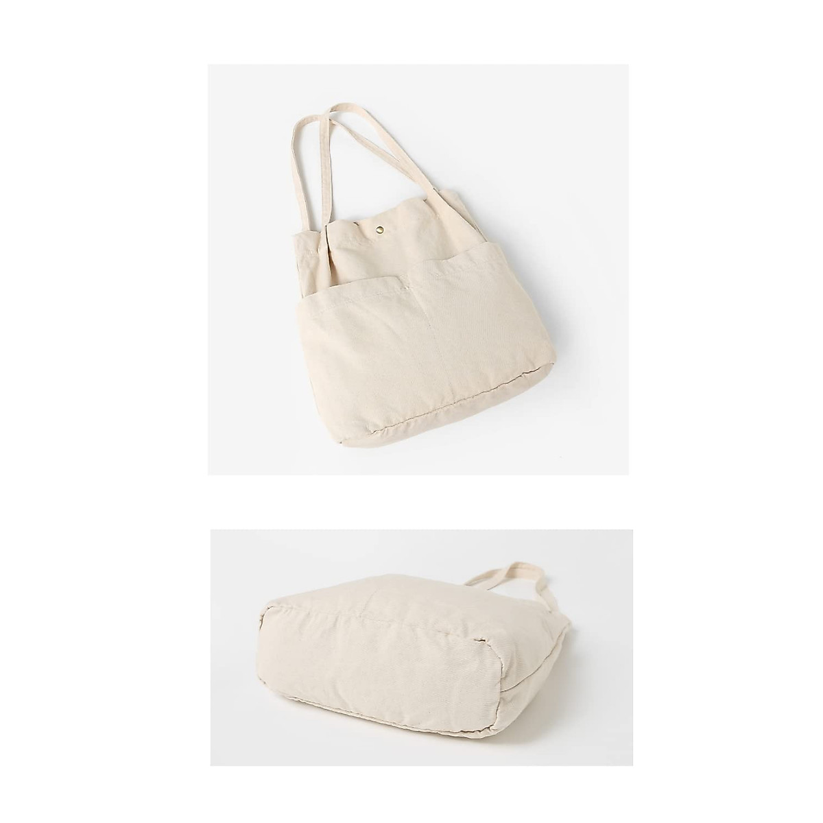 Jeelow Canvas Bucket Tote Shoulder Bag Handbag Purse Women (Beige)