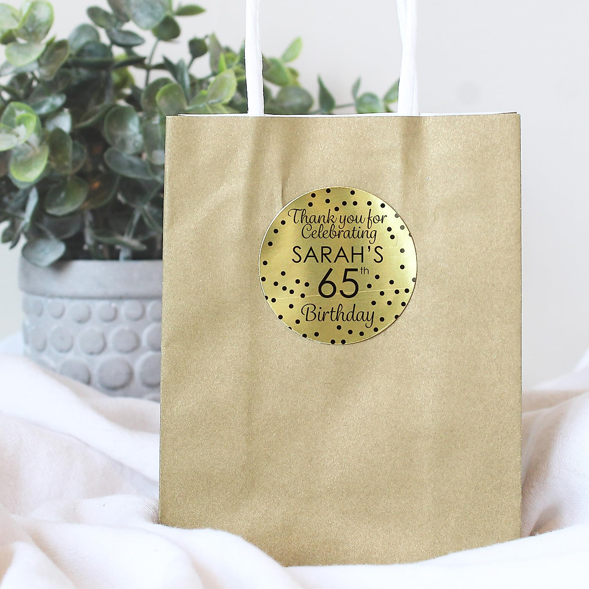 Personalized Black and Gold Thank You Favor Stickers - 1.75 in. - 40 Labels