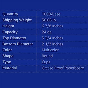 1000 Pack, 24 oz. Popcorn Cups, Popcorn Tubs, Popcorn Containers, Commercial Popcorn Buckets, Disposable Popcorn Buckets, Perfect for Movie Night, Cinema, Carnival, Party