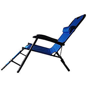Lounge Chairs Outdoor,Folding Patio Lounge Chairs for Outside Adjustable Footrest Beach Sun Pool Lawn Chaise Chairs with Pillow for Camping Patio Lawn (Blue)