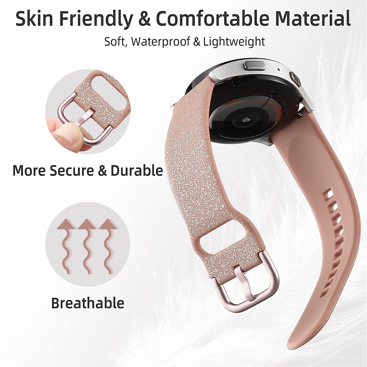 Maledan 15 Pack Bands Compatible with Samsung Galaxy Watch 7/6/5/4, 40mm/44mm, Silicone Sports Strap Women Men, Large