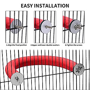 FrgKbTm Parrot Perch Stand, U Shape Quartz Sands Bird Stick Paw Grinding Rough-surfaced Large Bird Perches for Parakeets,Macaw,Parrots Cages Toy (Red Large)